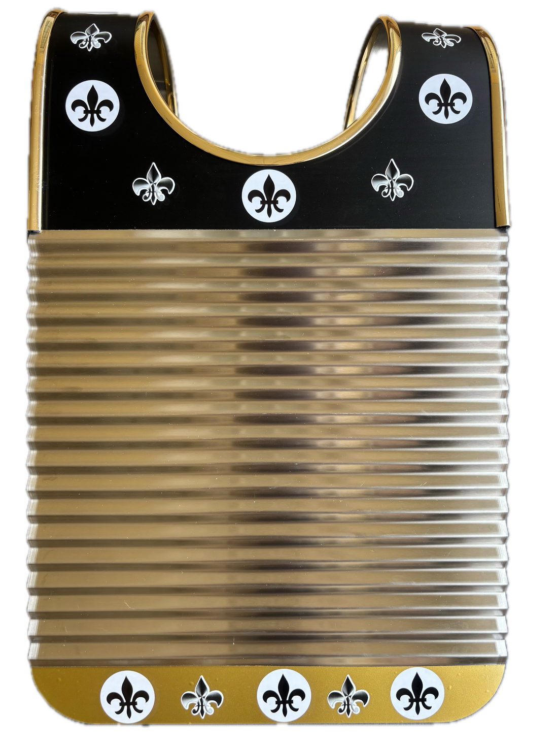 Small Handmade BLACK & GOLD Zydeco Washboard Rubboard – Key of Z Rubboards