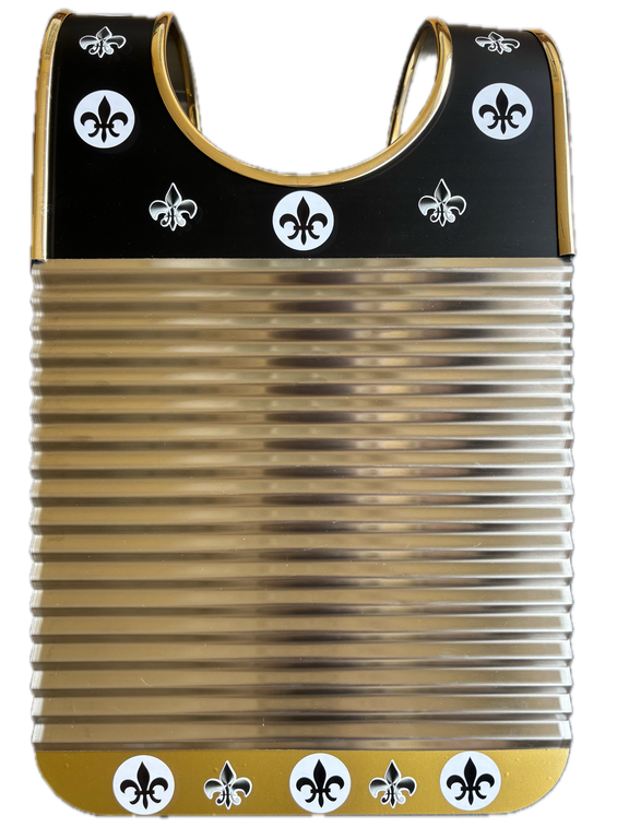 Small Handmade BLACK & GOLD Zydeco Washboard Rubboard – Key of Z Rubboards