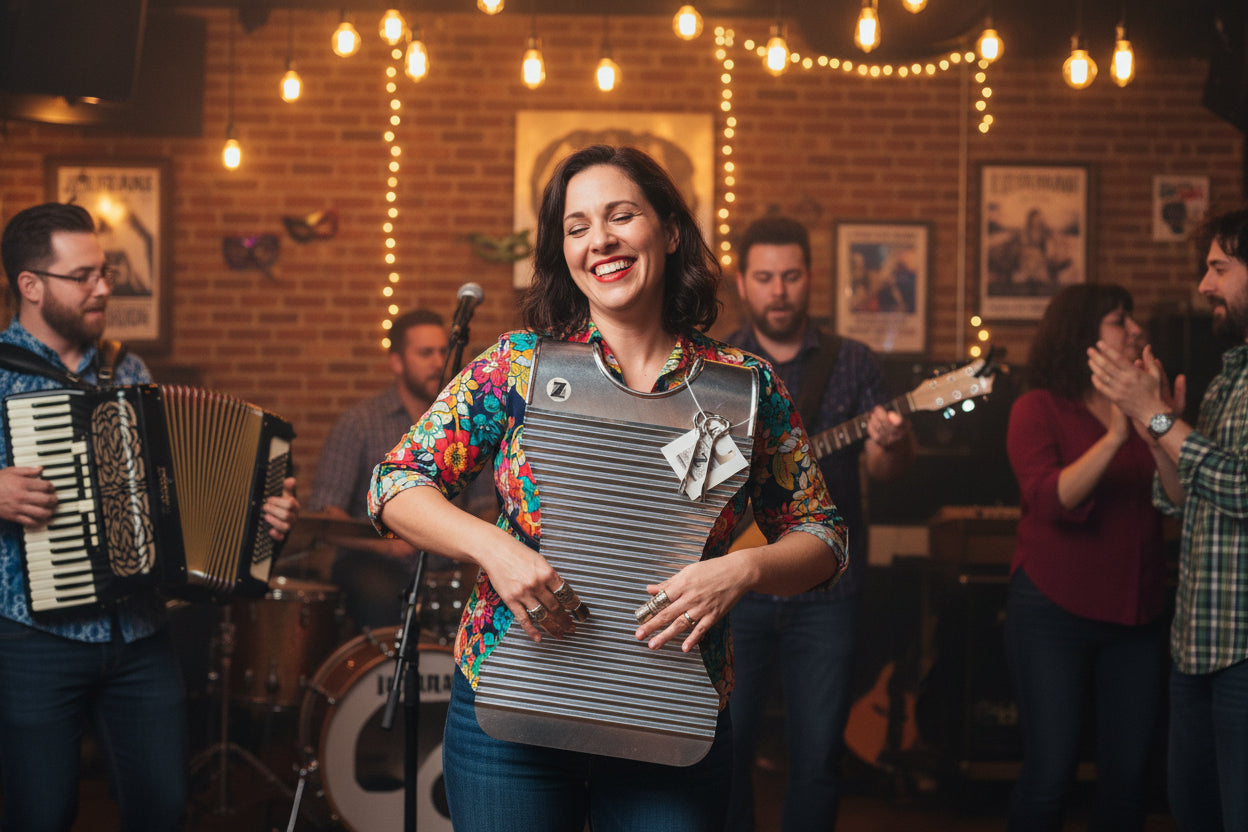 Handmade Standard Women's Zydeco Washboard Rubboard – Key of Z Rubboards