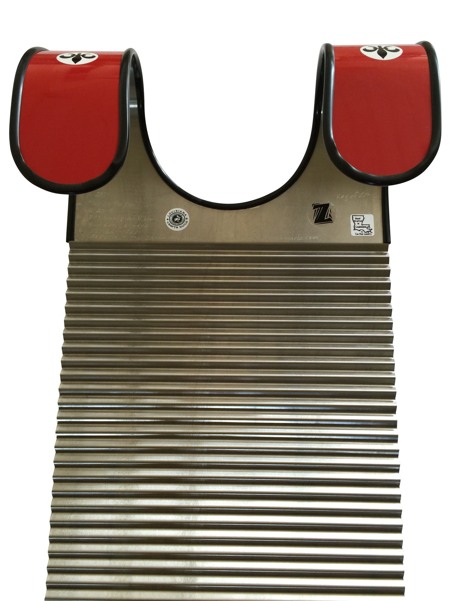 Handmade Red & White Fleur De Lis Zydeco Washboard Rubboard – Key of Z ...